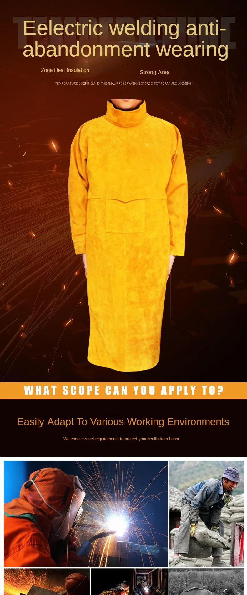 Industrial Safety Fireproof Welding Working Apron PP Material Exposure ...