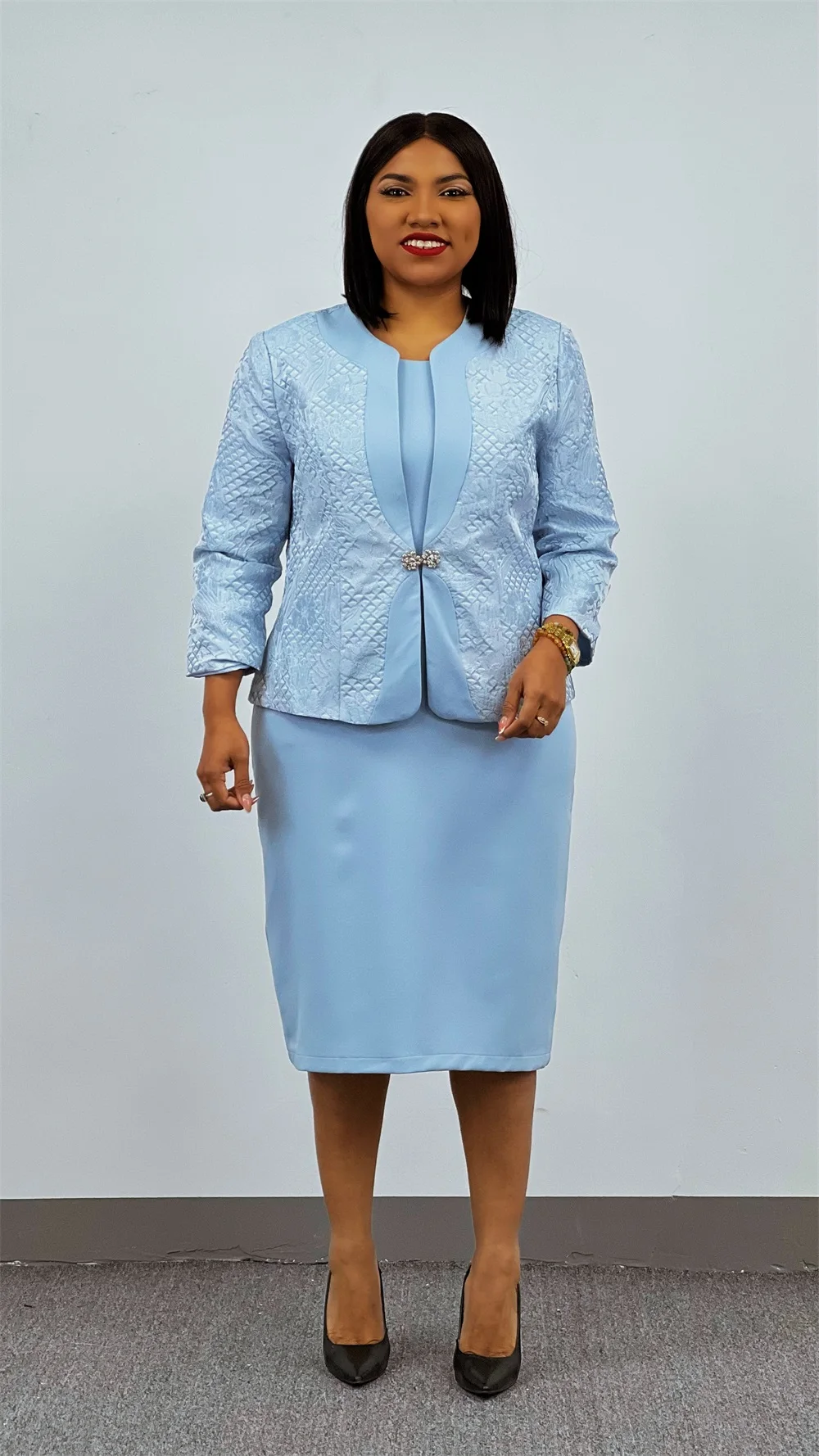Shop Our Plus Size Dress Suits with Floral Brocade Prints