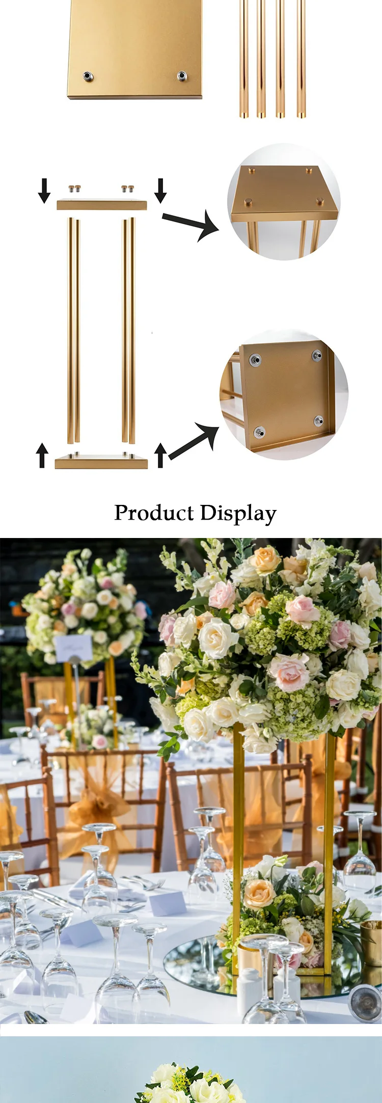 Tables Decoration Flowers Rack Vase Gold Tall Metal Flower Stand For ...