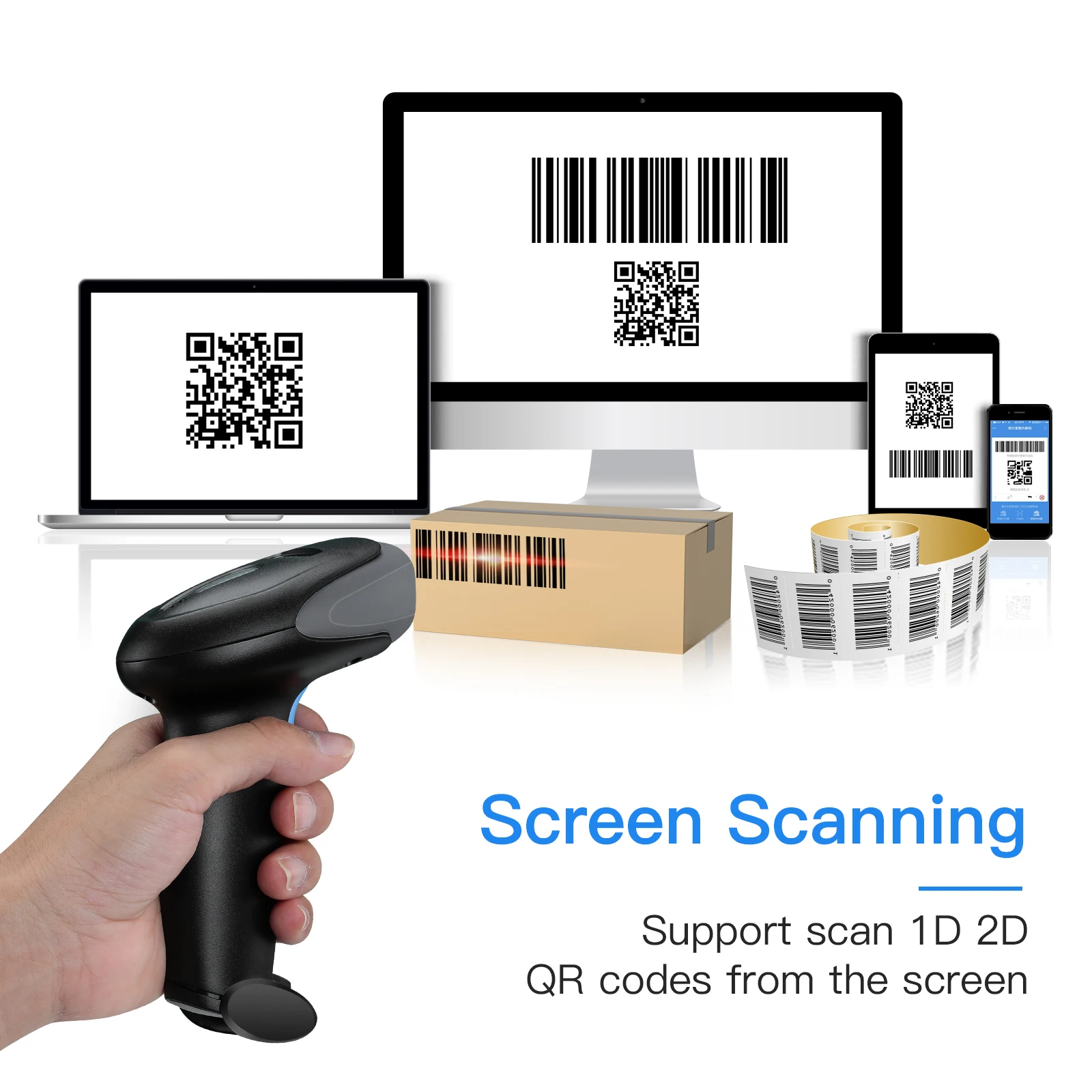 Eyoyo EY-019Y Gun Type USB Wired Handheld 2D Barcode Scanner for POS ...