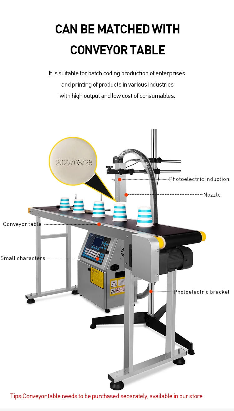 Jianeng Industrial Belt Conveyor Cij Inject Coding Printer Small Character Inkjet Printer For ...