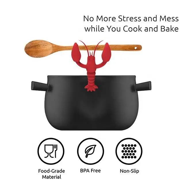 Odm&oem Bpa Free Silicone Red Lobster Spoon Holder Rest Kitchen Pot ...