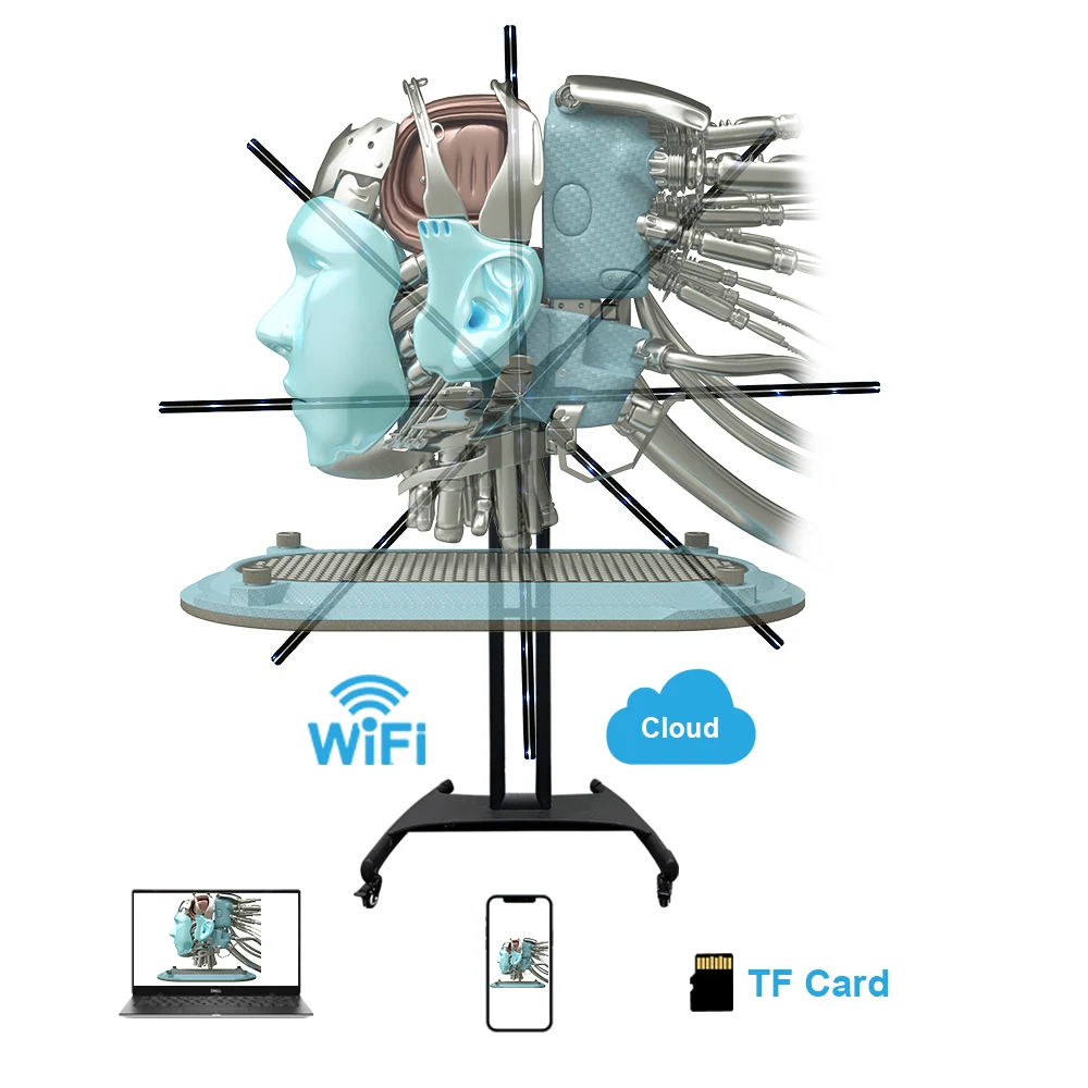 3D Hologram Fan LED Advertising Display 180cm Full Size Holographic Fan ...