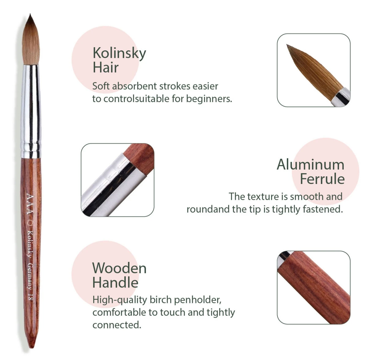 Metal Handle Gold Ferrule Manicure Nail Gel Blooming Brush Tool Nail ...