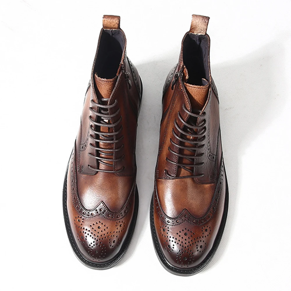 Vintage Versatility Full Grain Genuine Leather Boots Breathable Wear ...