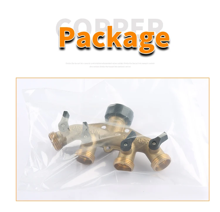 SPS 3/4" Water Hose 4 Ways Splitter Brass Hose Valve Faucet Connector