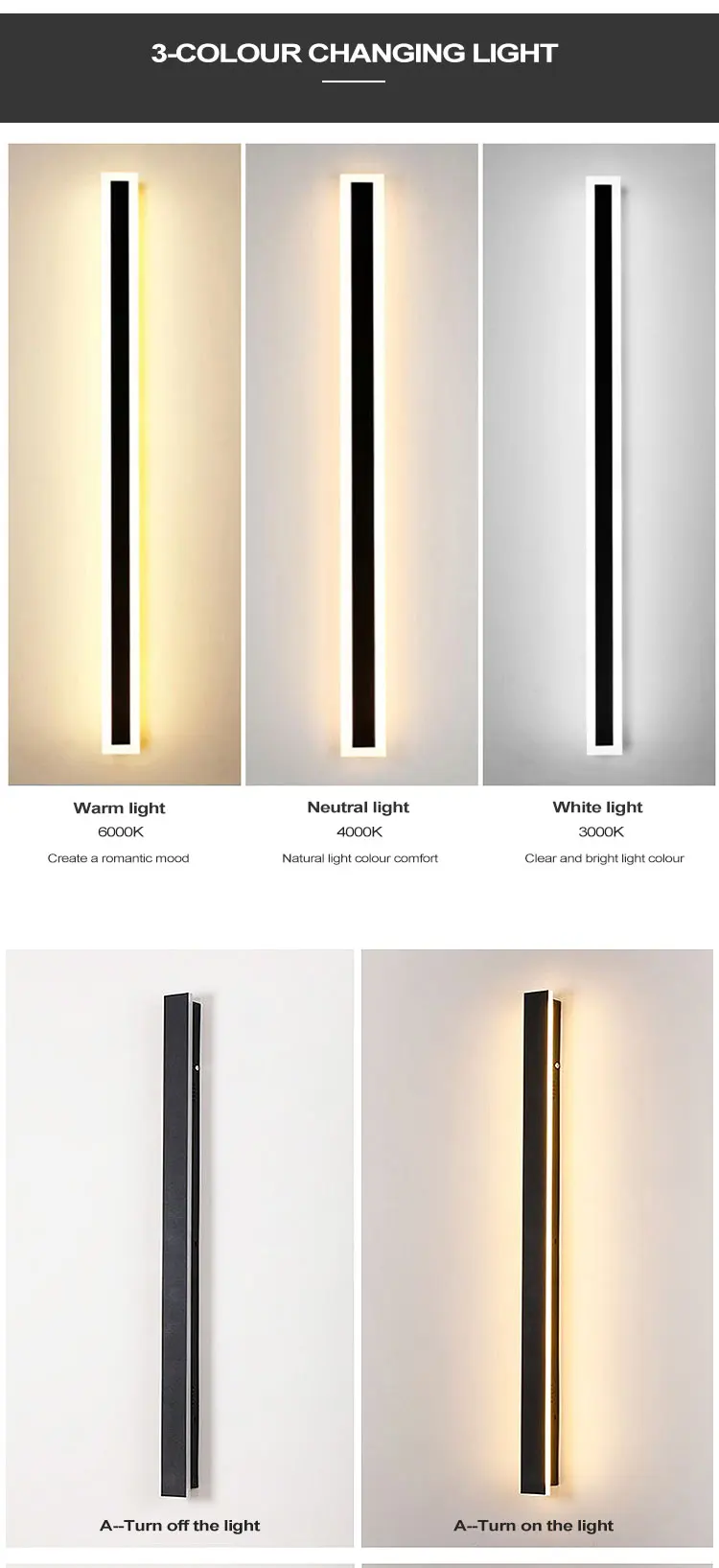 Modern 220v Outdoor Exterior Linear Strip Wandlamp Acrylic Garden ...