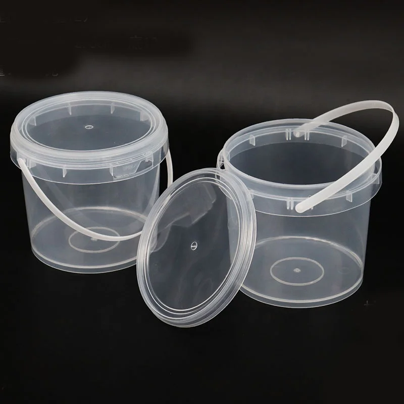 Custom Clear Plastic Ice Cream Bucket 1l Small Transparent Buckets With Lids Handles Reusable ...