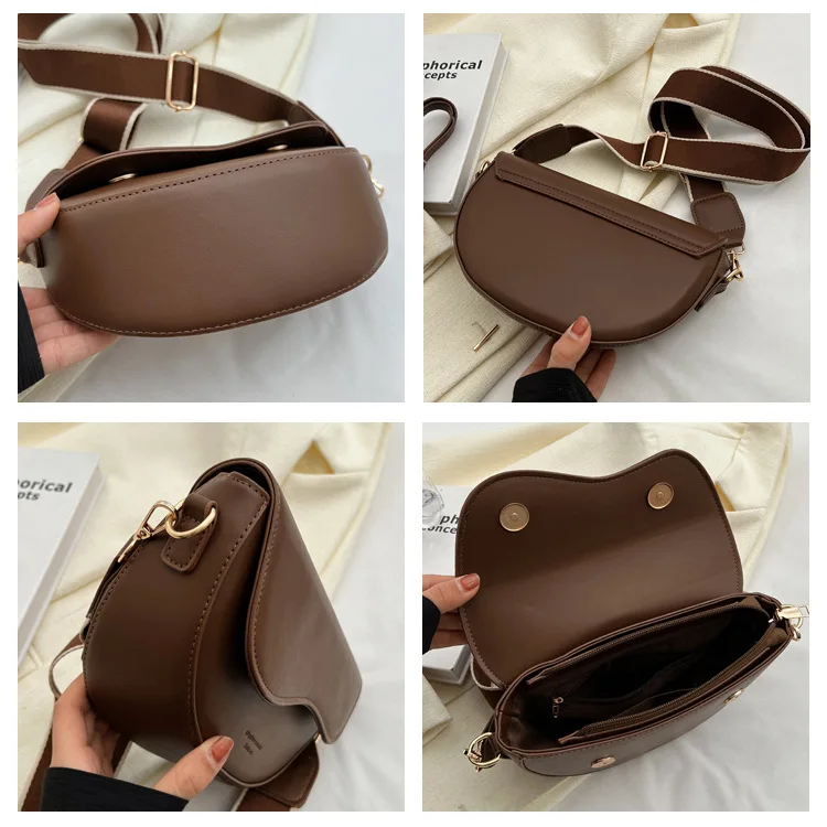 Small Leather Saddle Armpit Bags for Women - Fashionable Crossbody