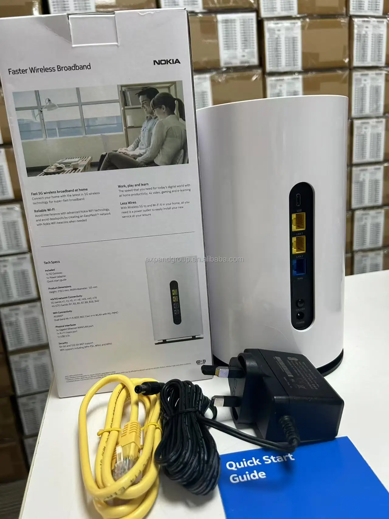 Nokia 5G CPE Router with Sim Card Slot RJ-45 Gige LAN Ports Multi-band ...