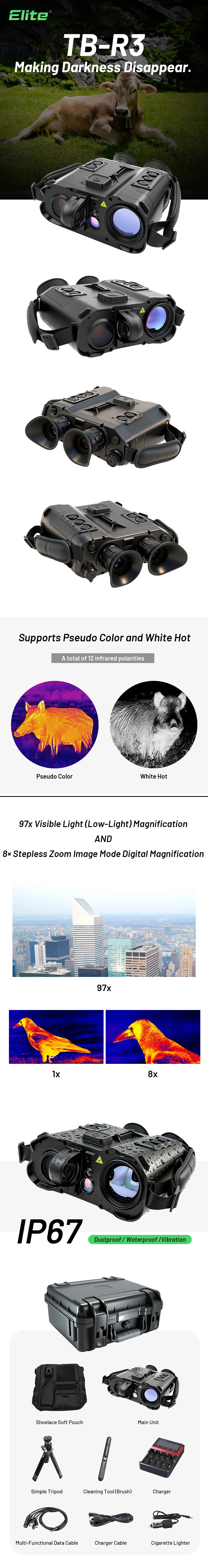 IP67 Infrared Thermal Image Resolution 640*512 Multifunctional Thermal ...