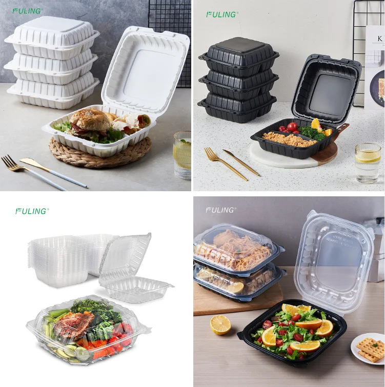 Fuling Hinged To Go Food Container Mfpp Clamshell 9x9 Disposable Lunch ...