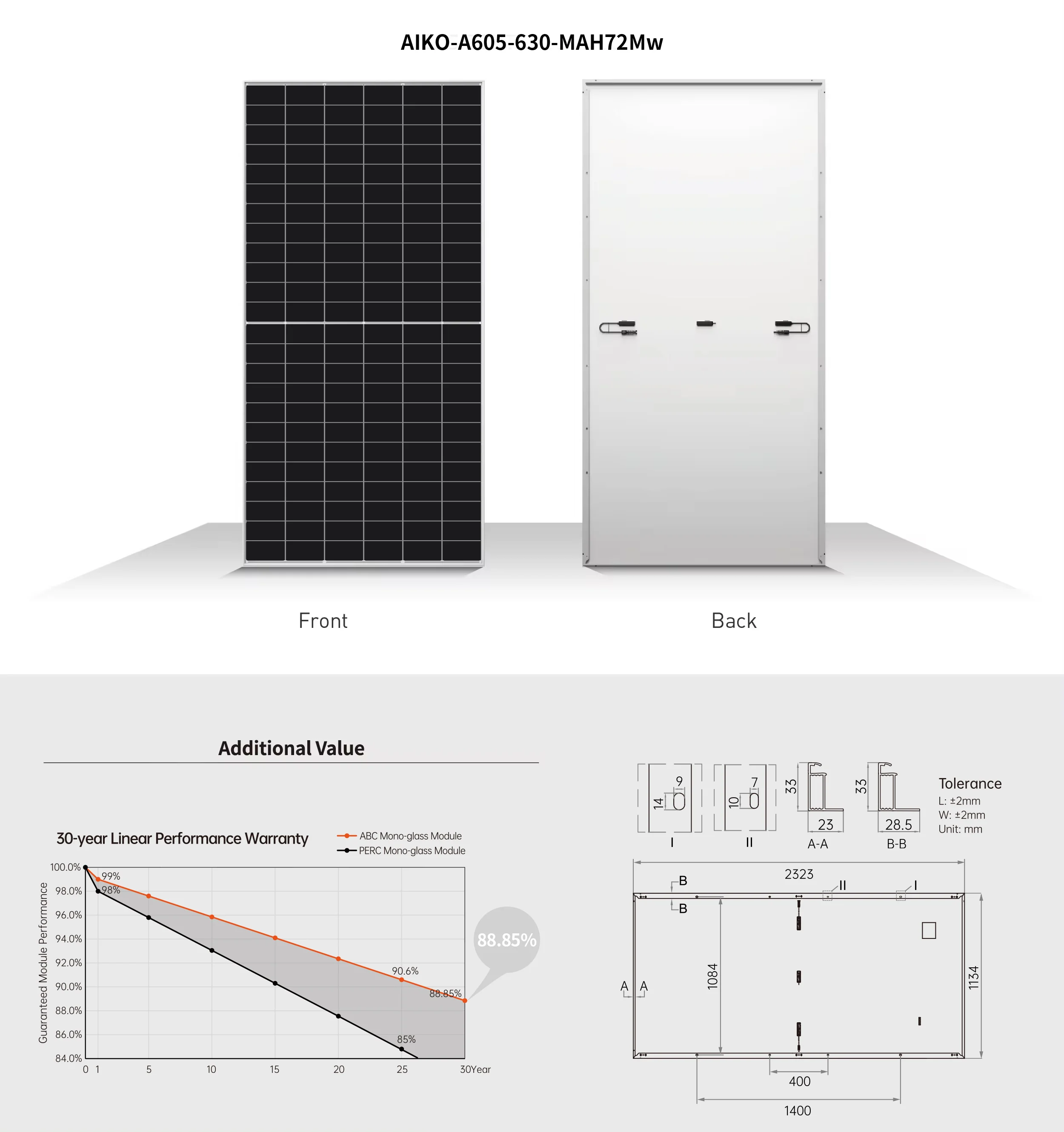 Aiko N-Type ABC Dual Glass Bifacial Solar Panels - 610W