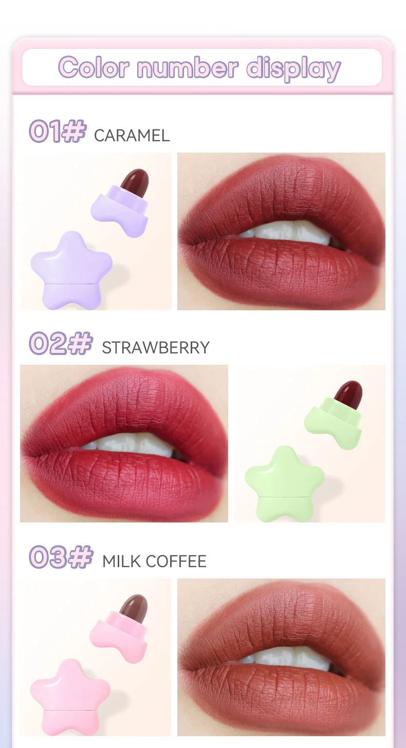 Derol Lip Balm Star Lip Sticks Travel Size Velvet 6 Color Candy Mini ...