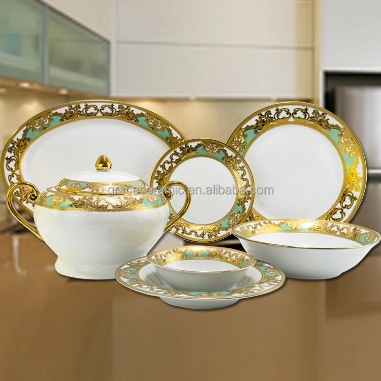 Luxury Fine Porcelain Dinnerware 29pcs Gold Plated Ceramic Customized ...