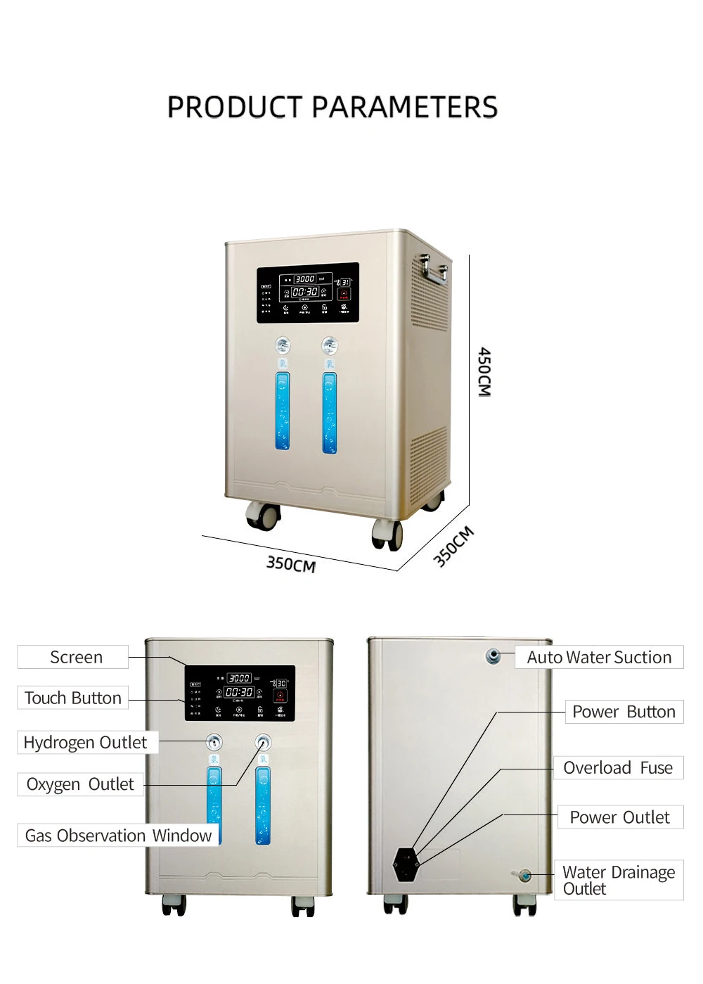 Hydrogen Inhalation Machine 3000ml Pure Hydrogen Therapy Machine H2 Therapy Machine Idhg13 - Buy ...
