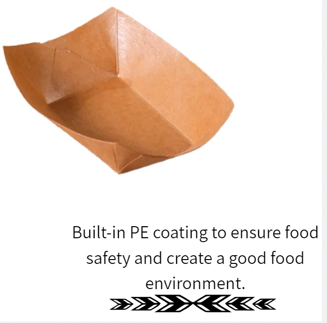 Oem Disposable Greaseproof Boat Shape Kraft Paper Box Take Away Food ...