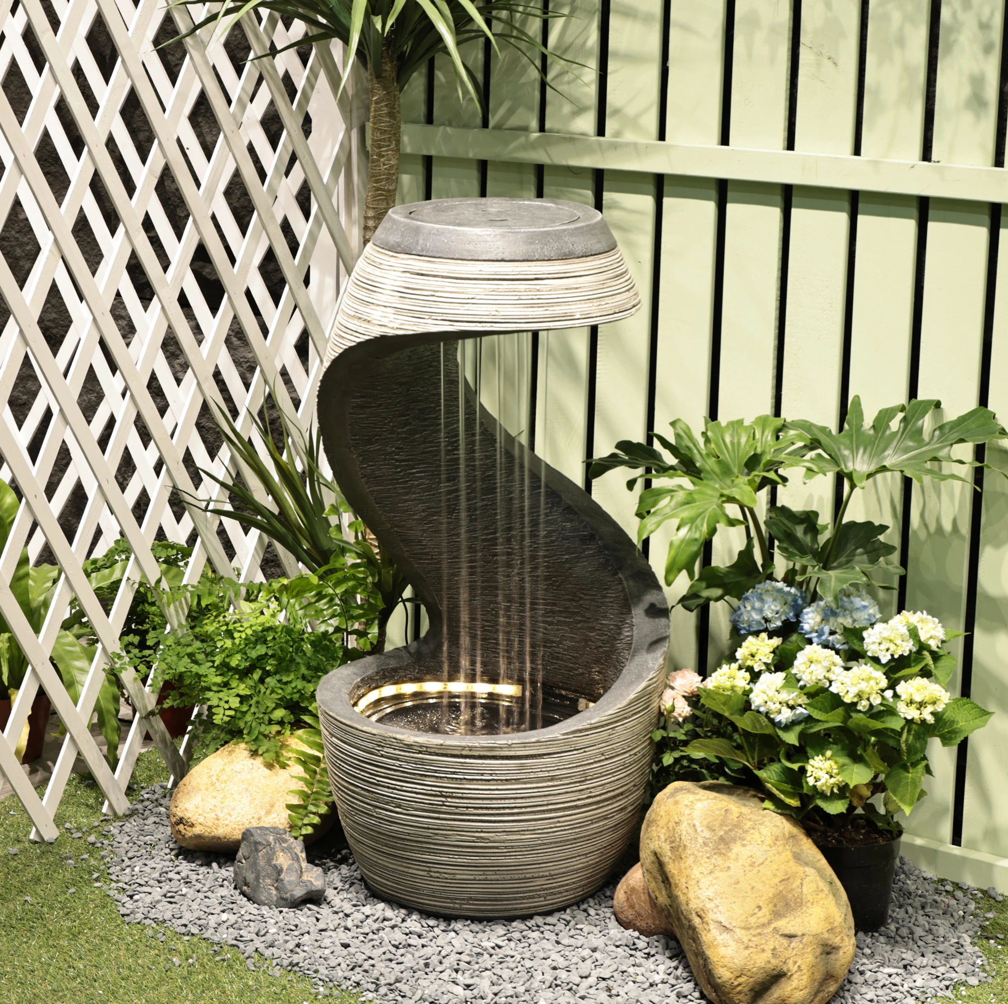Geometric Outdoor Water Fountain for Home & Garden Decor