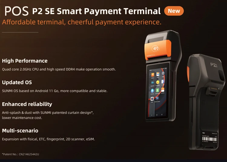 Modern Sunmi V2 Android Handheld Pos Payment Machine Epos System