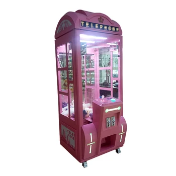Cute Phone Booth Full Metal Cabinet Toy Crane Plush Claw Doll Vending ...