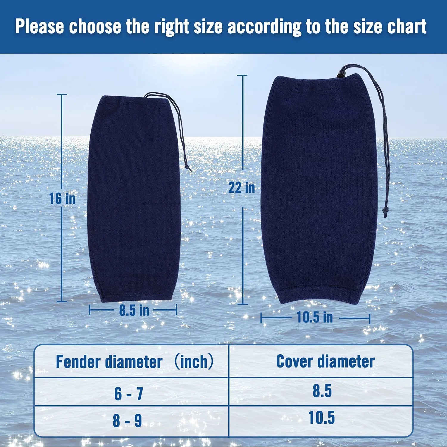 Customized OEM Neoprene Boat Fenders Cover Navy Blue Polyester Thicken ...
