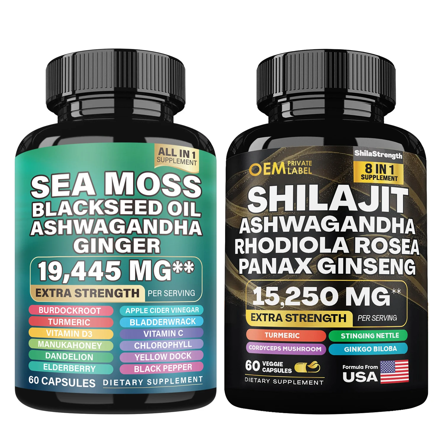 Oem Sea Moss Shilajit Black Seed Oil Ashwagandha Turmeric Bladderwrack Burdock Ginger Shilajit ...