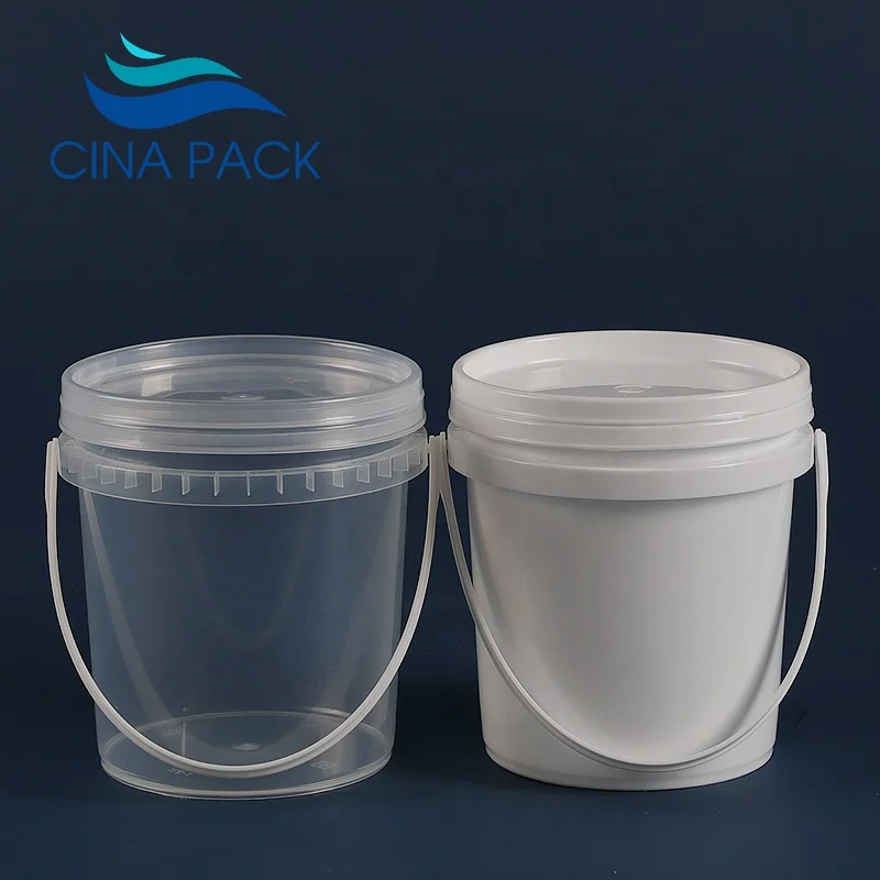 2 Litre Plastic Clear White Black Tamper Evident Bucket with Plastic ...