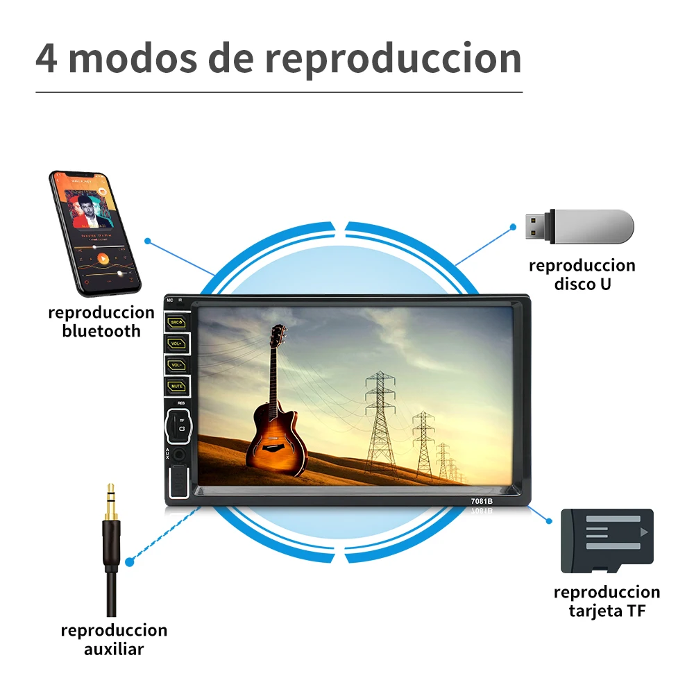 Universal 1din 7 Inch Car Radio MP5 with BT Remote Control