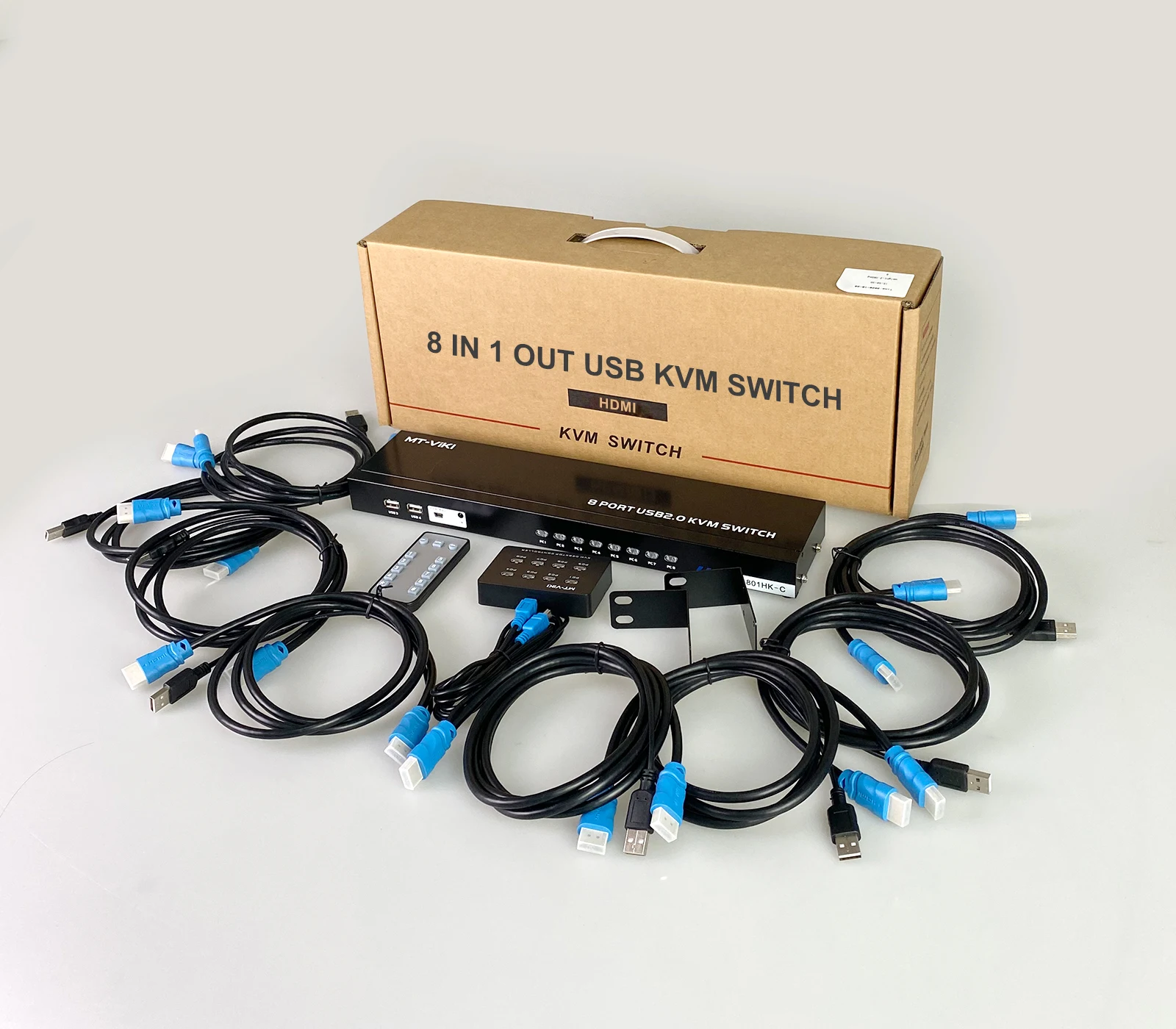 8 Port KVM Switch HDMI 4K 30hz - Mt-Viki Rack Video Console