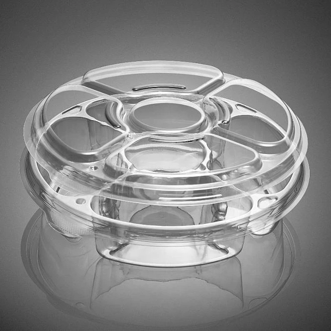 4 Compartment Disposable Plastic Container With Lid For Fruit Salad ...