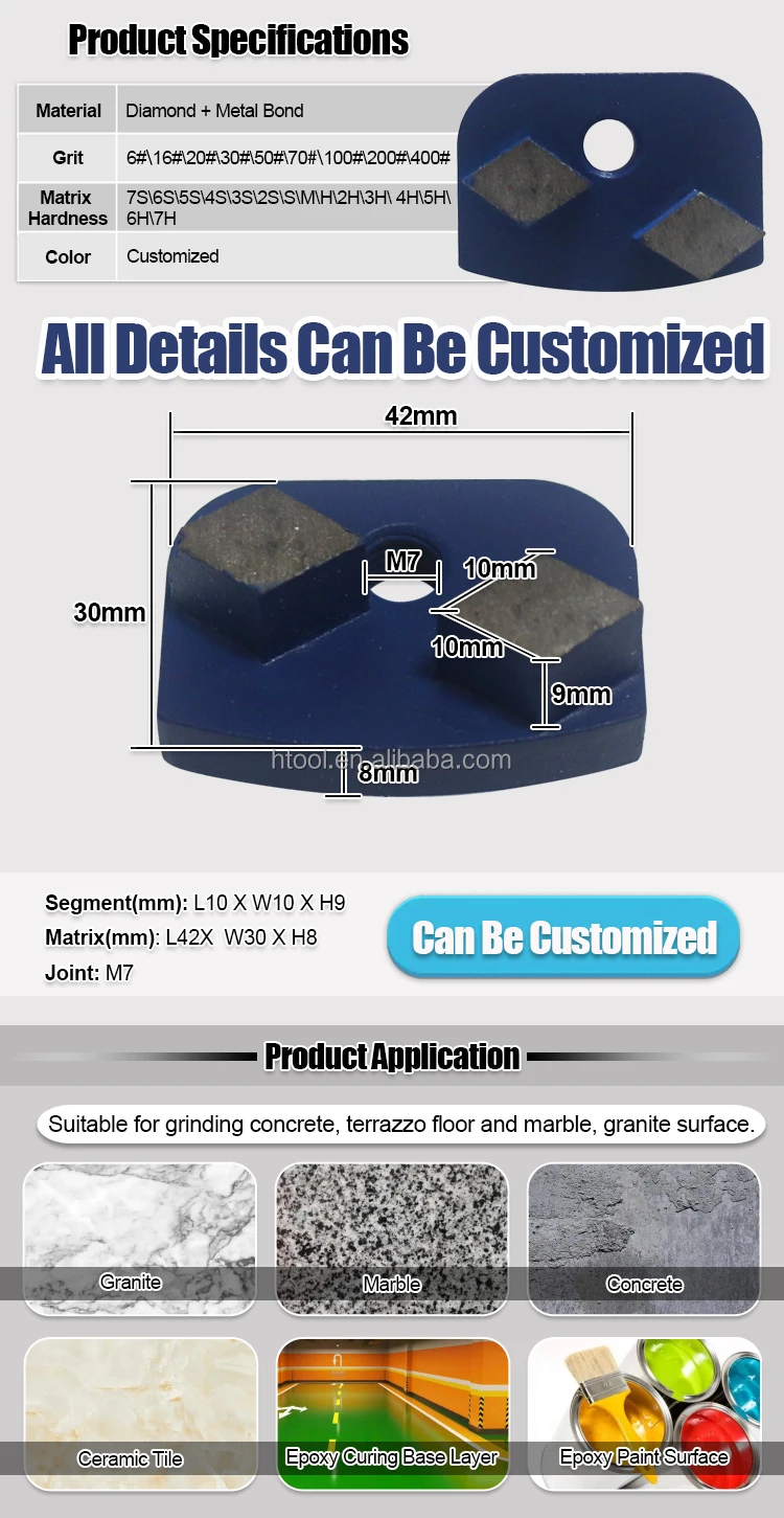2 Segments Bar Aggressive Abrasive Tools Ceramic Floor Polishing Pads ...