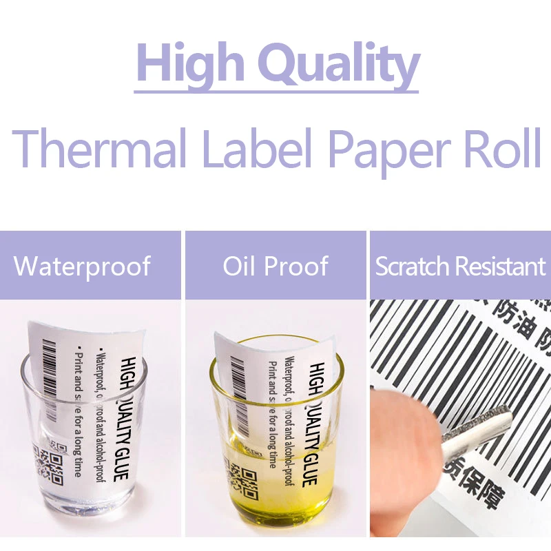 Inkless Barcode Sticker Label Paper Thermal Printer Roll Paper 50x25 mm ...