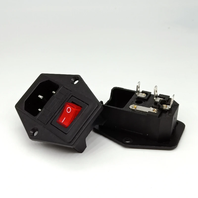 16a 250v Ac-01 Female Socket With Fuse And Switch Male Ac Power Socket ...