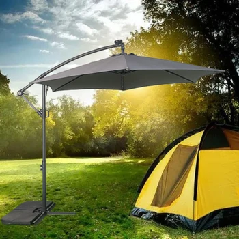Garden Aluminium Umbrellas Solar Powered Heavy Duty Parasol Rectangle ...