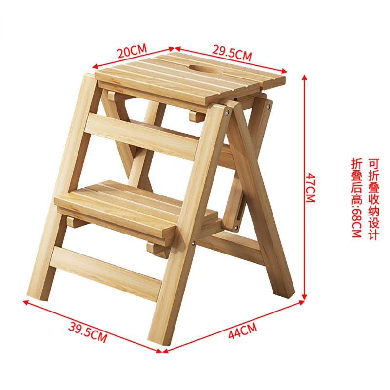 Indoor Folding Ladder Bar Stools Solid Wood Step Ladders Home Step ...