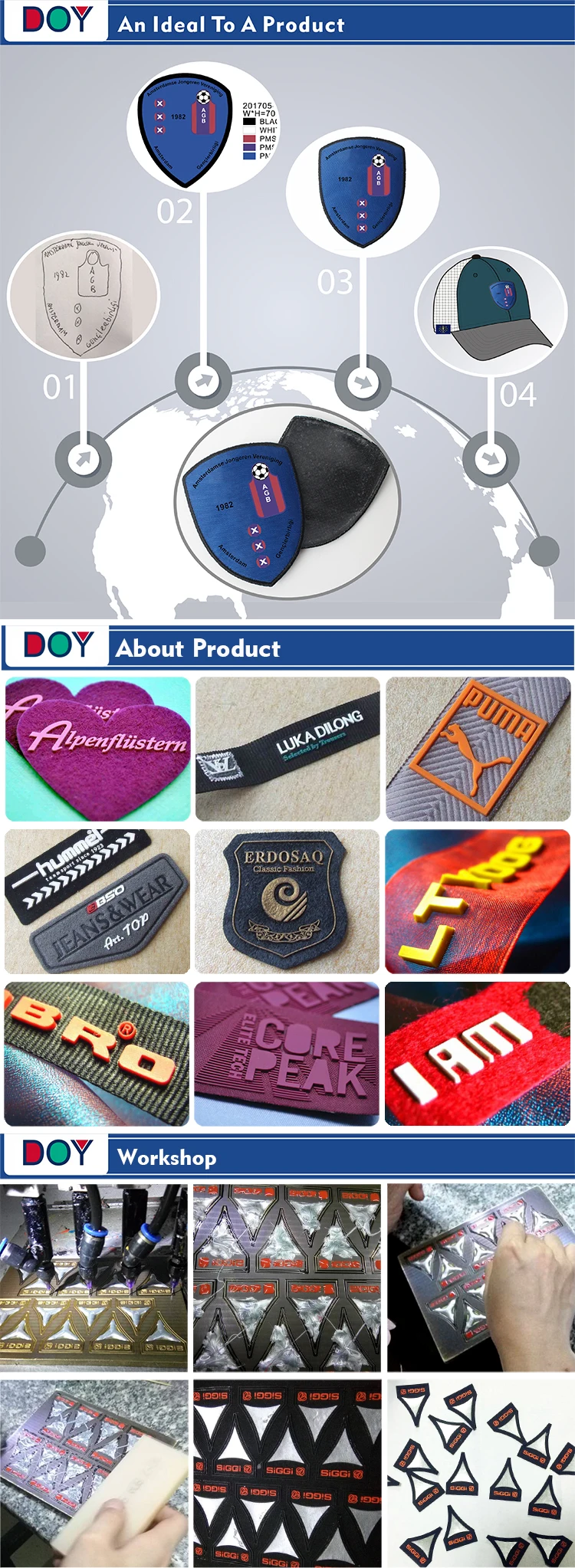 Maker Sew On Customized Fashion Design 3d Embossed Logo Felt Fabric ...