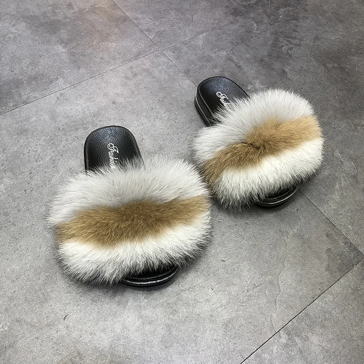 2022 Custom Wholesale Furry Ball Slippers - Real Fur Sandals