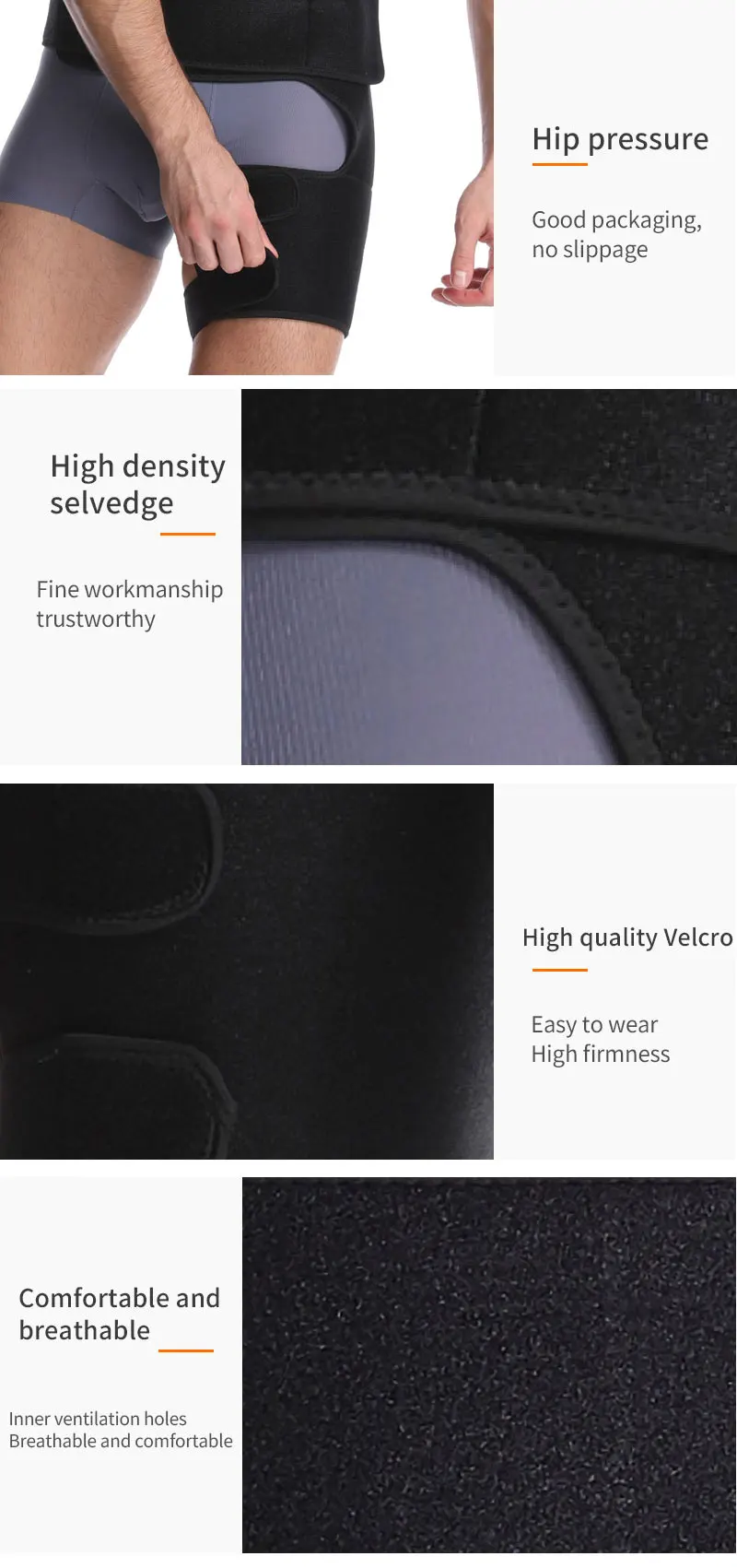 Best Adjustable Black Neoprene Compression Brace Hip Groin Strap Thigh ...