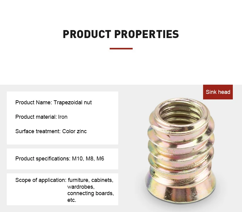 M6 M8 M10 Hex Socket Threaded Inserts Nuts Zinc Alloy Insert Hexagon ...