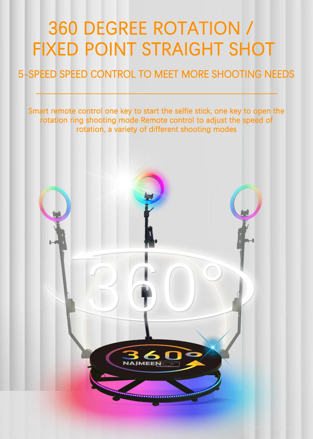 Us Warehouse Adjustable 360 Photo Booth Photobooth 360 Video Photo ...