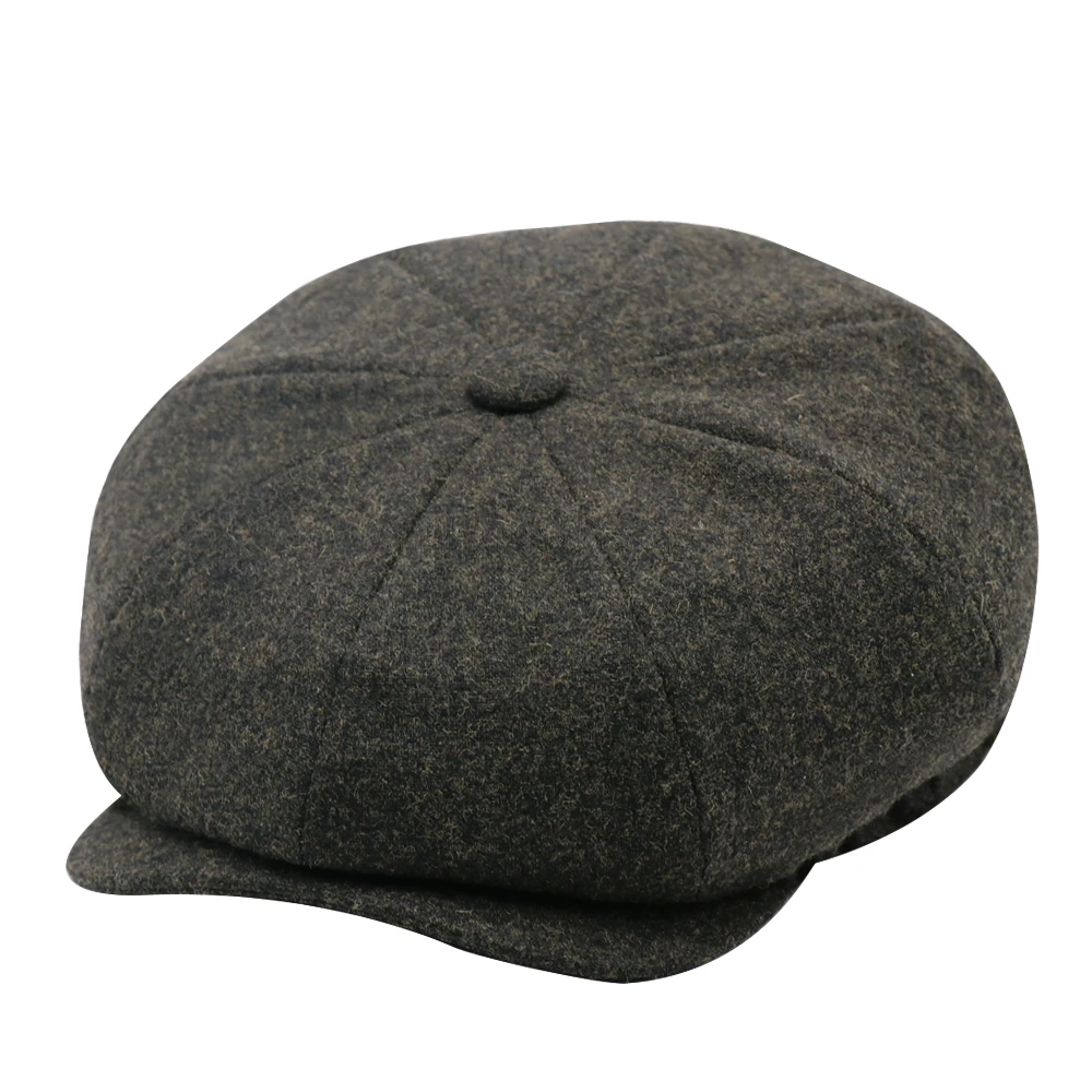 Custom Gatsby 8 Panel Peaky Boy Hat Flat Newsboy Caps Wool Men's Ivy ...