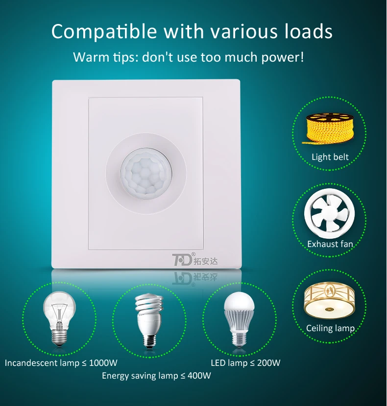 Adjustable PIR Infrared Ray Motion Sensor for Home Light Control