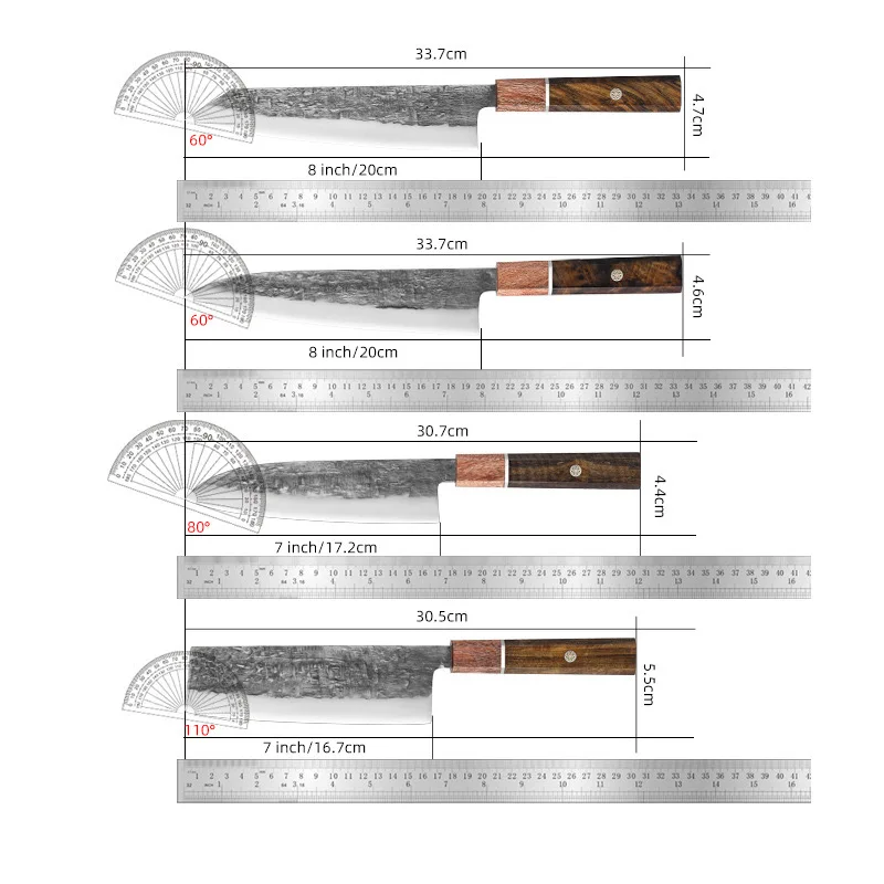 Chef's Japanese Santoku Knife Octagonal Handle Ebony Kitchen Knife ...