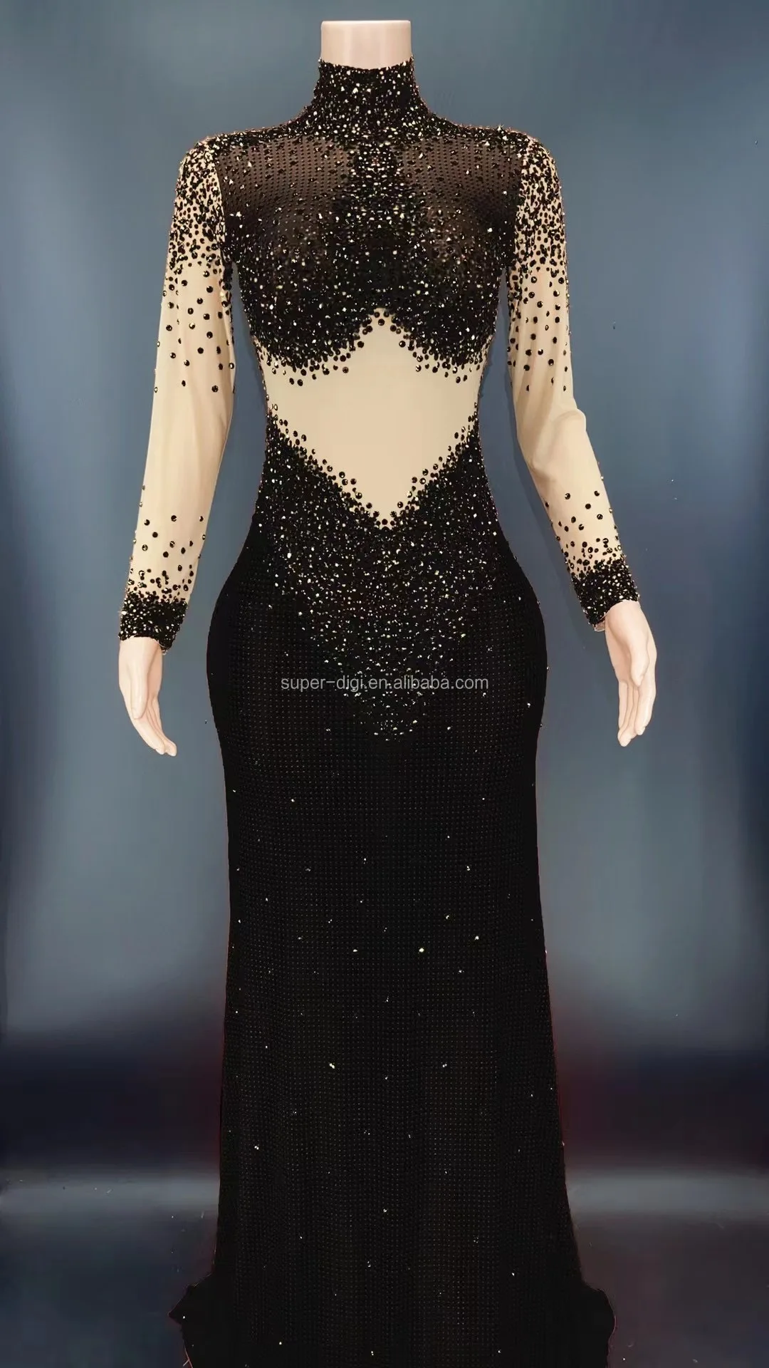 Luxury Stage Costume Party Cloth Sexy Feather Stitching Gown Slim Short ...