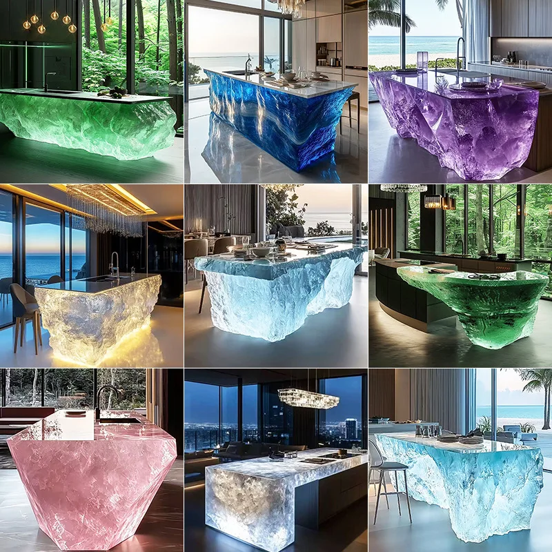 R027 Luxury Frosted Ice Effect Acrylic Coffee Table - Modern Minimalist ...