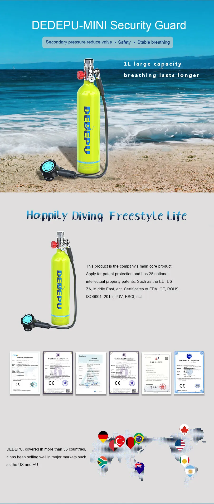 Aluminum Freediving Cylinder Diving Equipment Other Swimming High ...