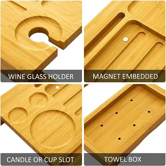 Custom Bathroom Adjustable Bamboo Rack Bathtub Bamboo Tray Wooden ...