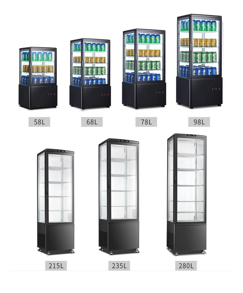 Rotating Cake Display Fridge With Vertical 4 Side Glass 78L High ...