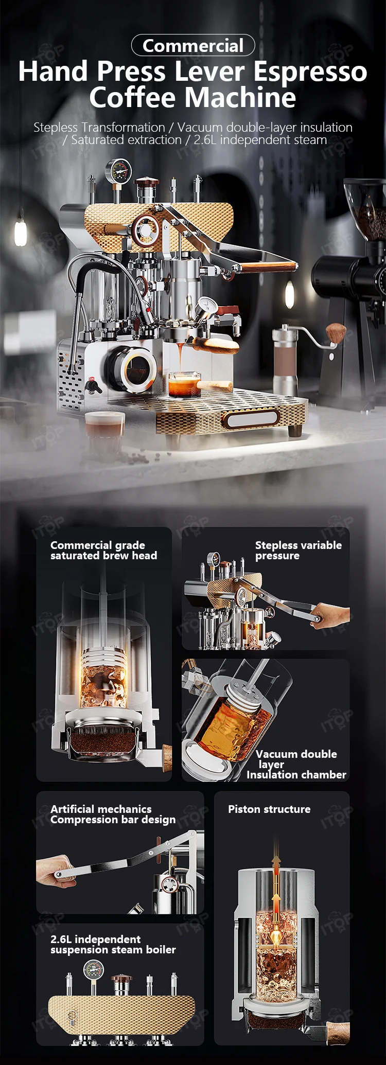 Alm Kopi Espresso-6,6s,6mini Stepless Transformation 2.6L independent ...