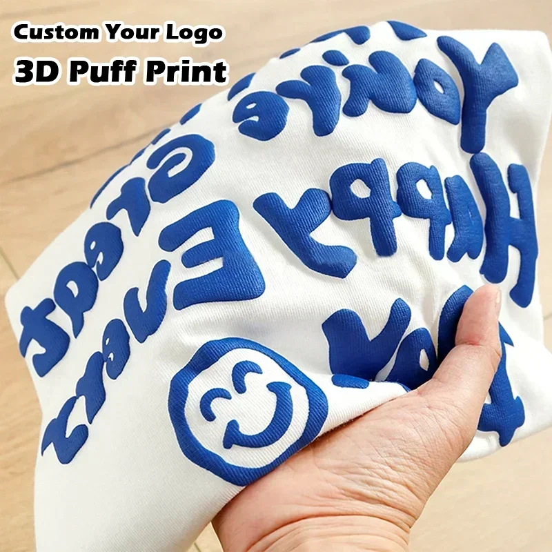 OEM Tee 100% Cotton Oversized Men's T-Shirts with Puff Print